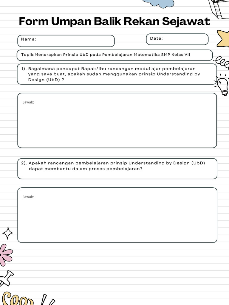 Daily Lesson Plan in Cute Pastel Doodle Style | PDF