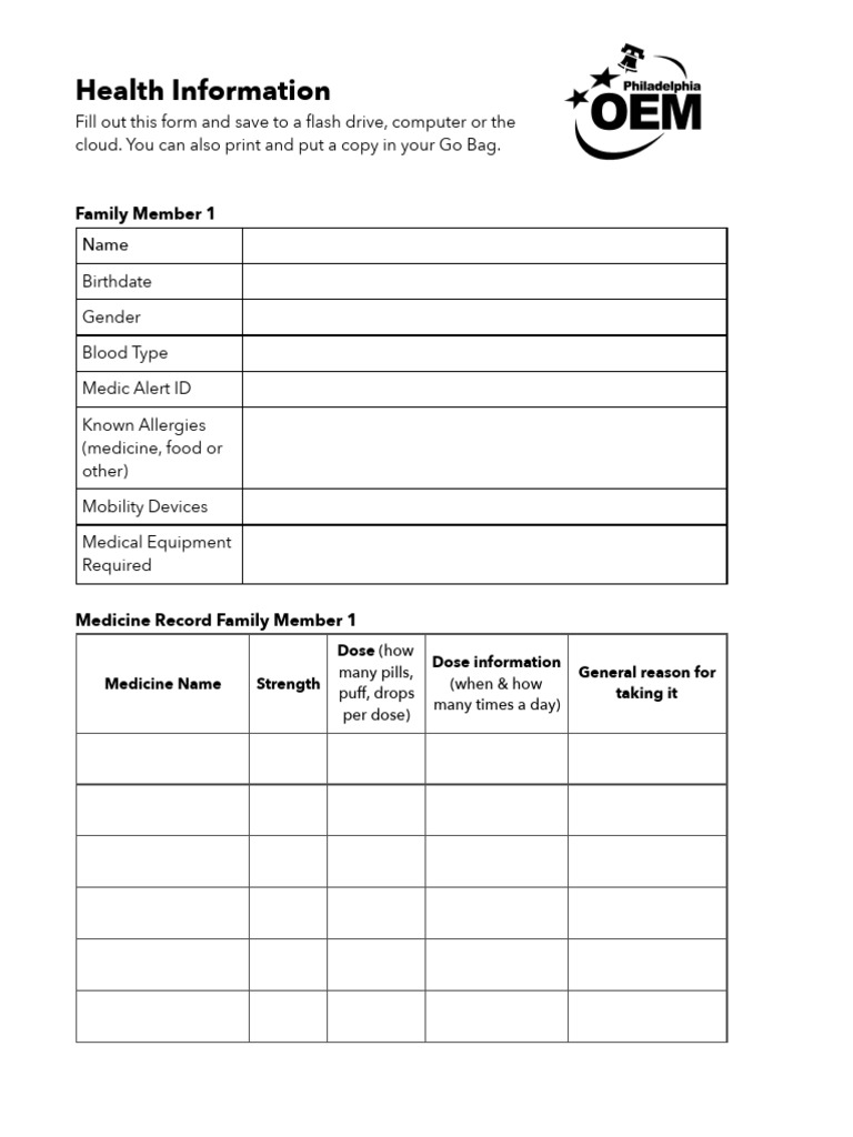 Family Health Information Record Form | PDF