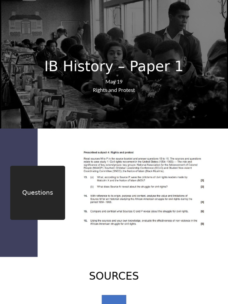 IB History Paper 1, May 21, Rights and Protest - USA | PDF