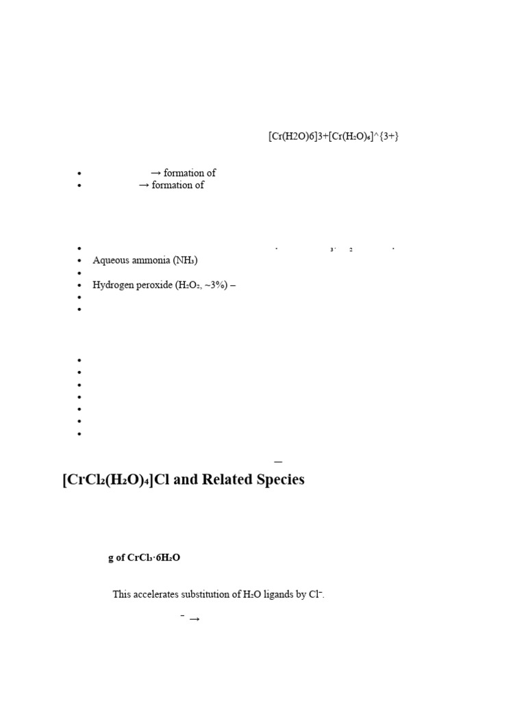 Substitution of Water From Hexaaquachromium (III) by Chloride Ion and ...