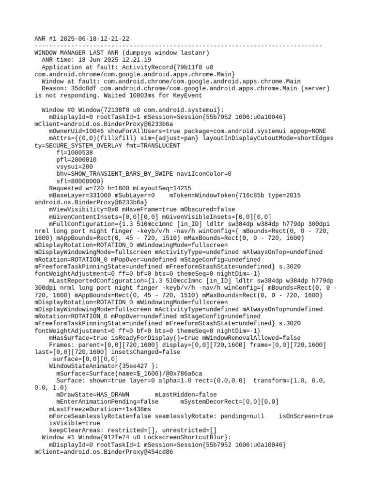 Dumpsys ANR WindowManager | PDF | Embedded Linux Distributions | Alphabet Inc.