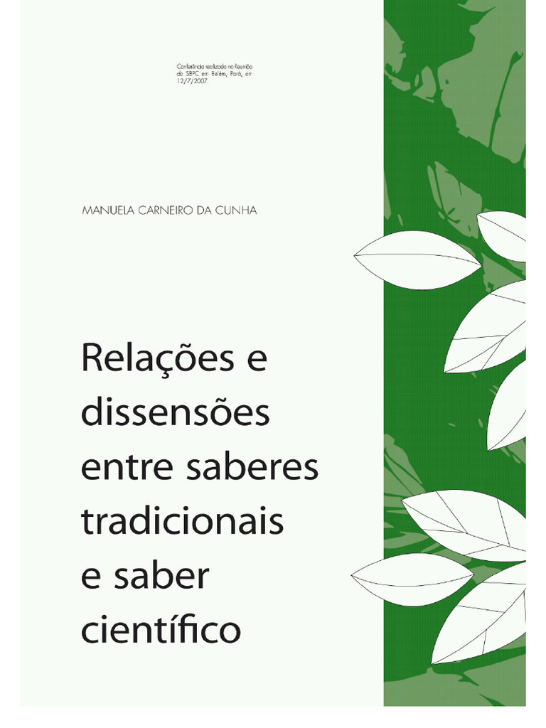 Relações Entre Saber Tradicional e Saber Científico TXT 02 | PDF