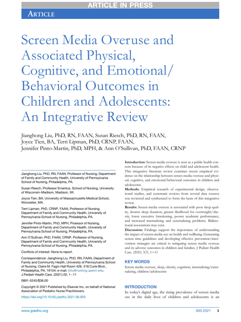 Screen Media Overuse | PDF | Adolescence | Sleep
