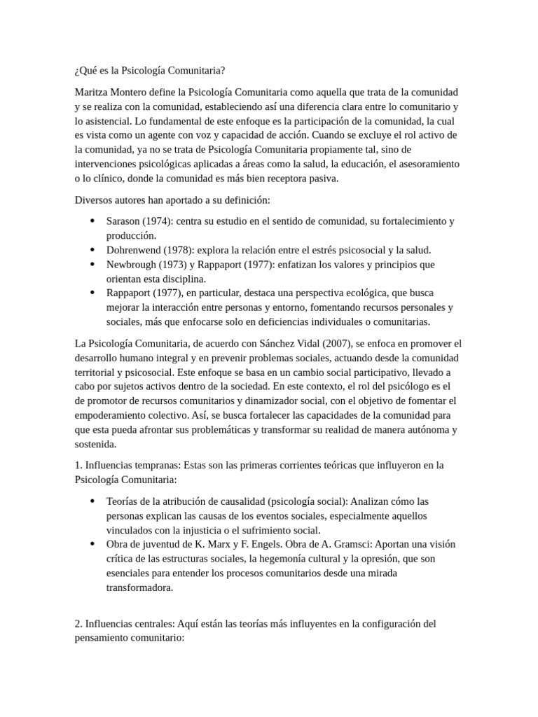 Qué Es La Psicología Comunitaria | PDF | Sicología | Comunidad