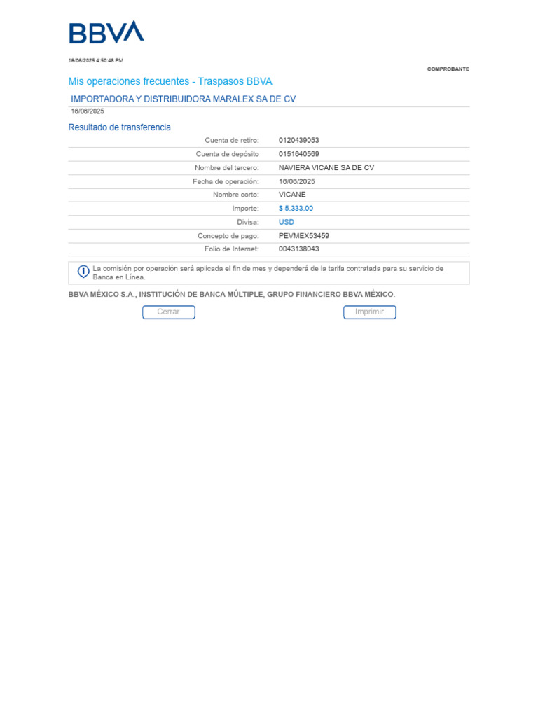 Pago Pevmex53459 Vicane $5333 Usd Carritos | PDF