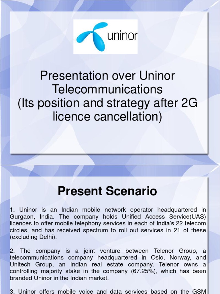 Uninor Telecom | PDF | Telecommunications | Business