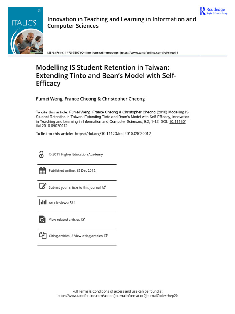 Este AAAAA Modelling Is Student Retention in Taiwan Extending Tinto and ...