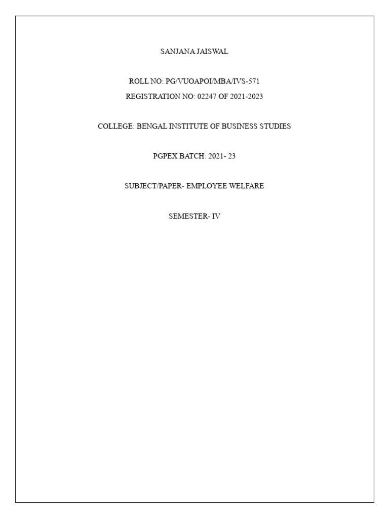 Employee Welfare 571 Sanjana Jaiswal | PDF | Employee Retention | Turnover (Employment)