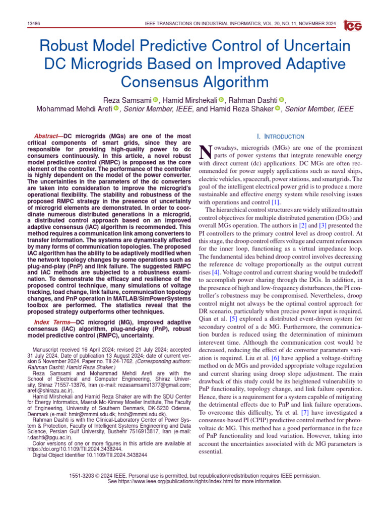 6.robust Model Predictive Control of Uncertain DC Microgrids Based On Improved Adaptive ...
