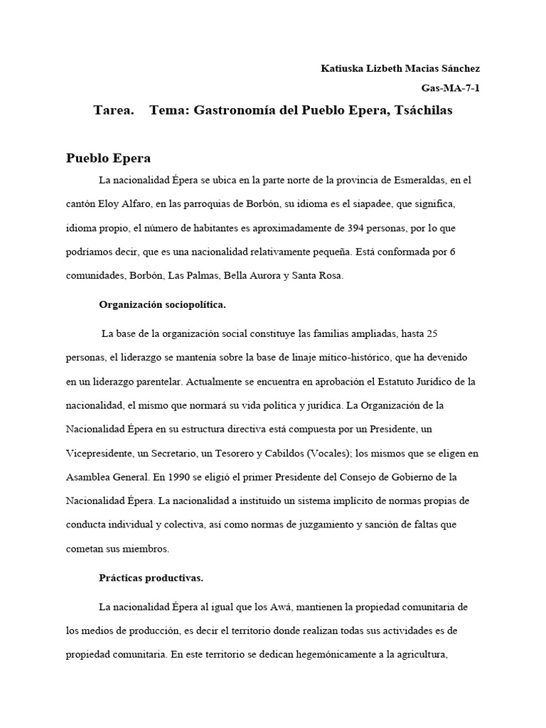 Gastronomía del Pueblo Épera y Tsáchila | PDF | Maíz | Agricultura