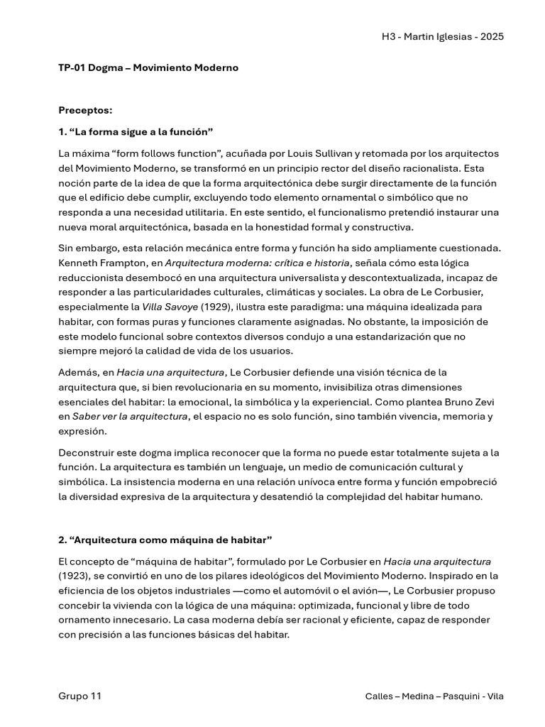 TP-01 Dogma Movimiento Moderno | PDF