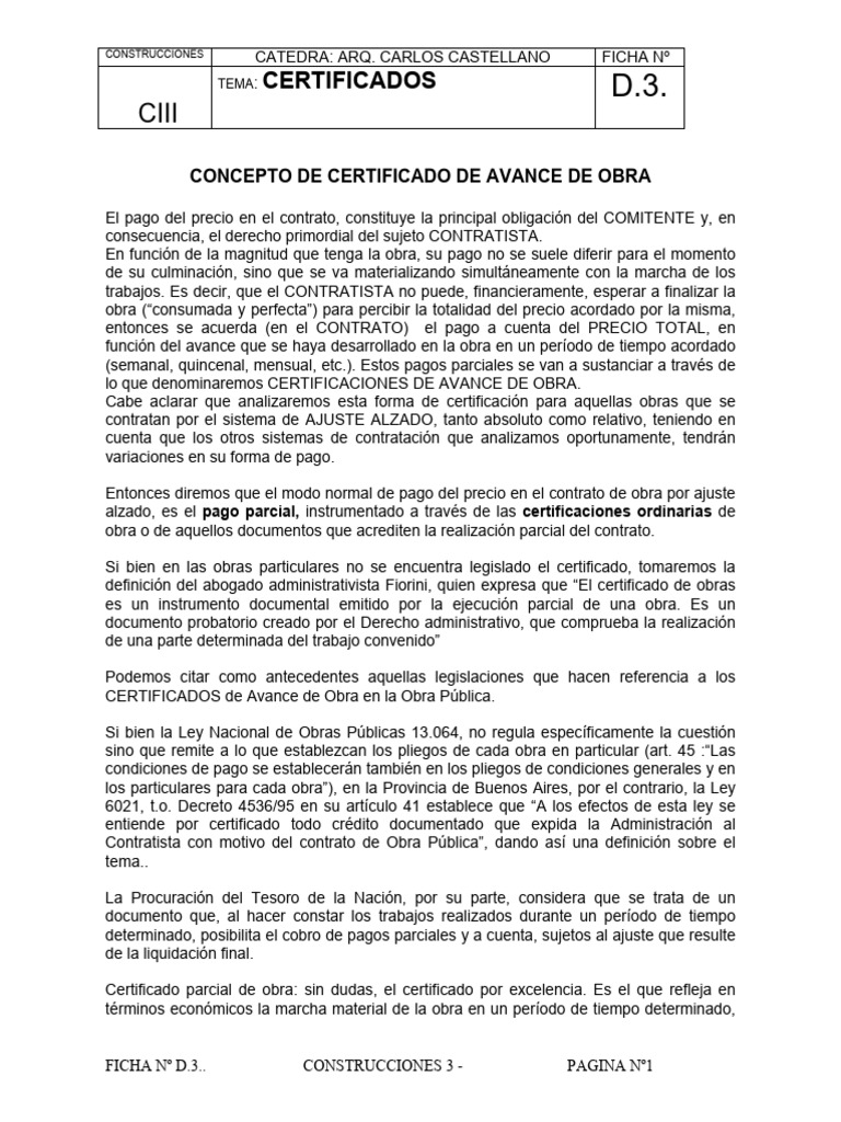 Certificados de Avance de Obra | PDF | Inversiones | Precios