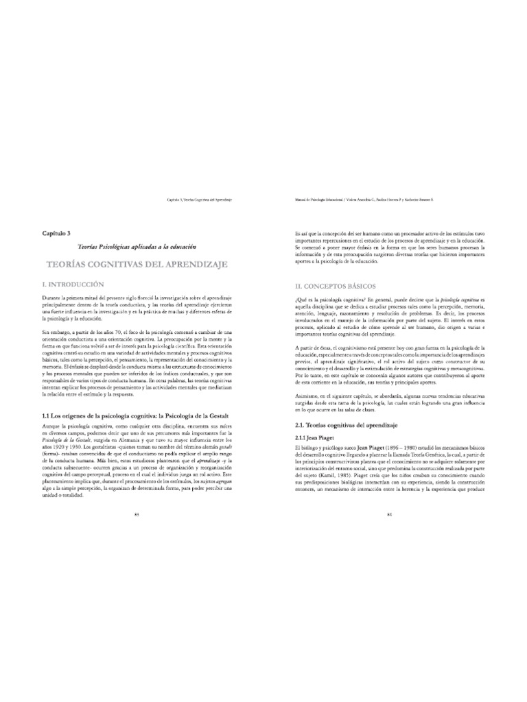 3.arancibia. Cap. 3 Teorias Cognitivas Del Aprendizaje | PDF