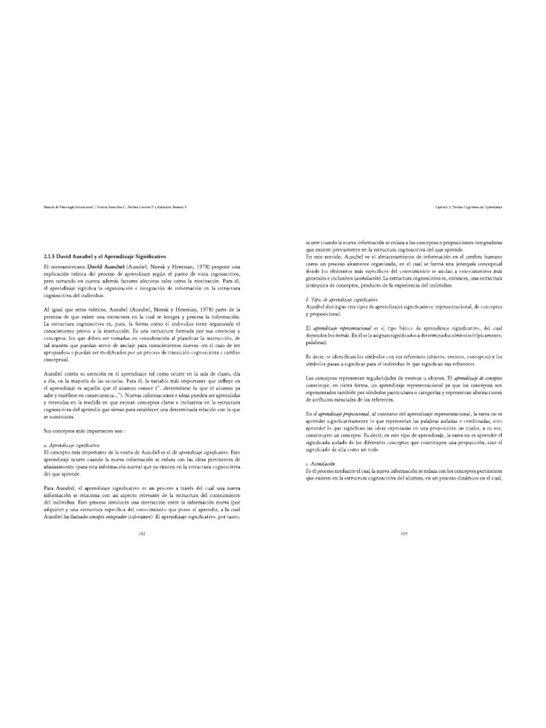 4.arancibia. Cap. 3 Teorias Cognitivas Del Aprendizaje (Ausubel) | PDF