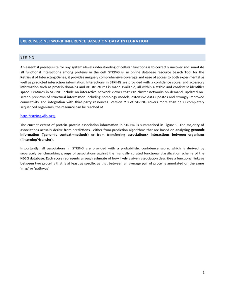 Network Inference Exercise STRING With Solution 2024 | PDF | Proteins ...