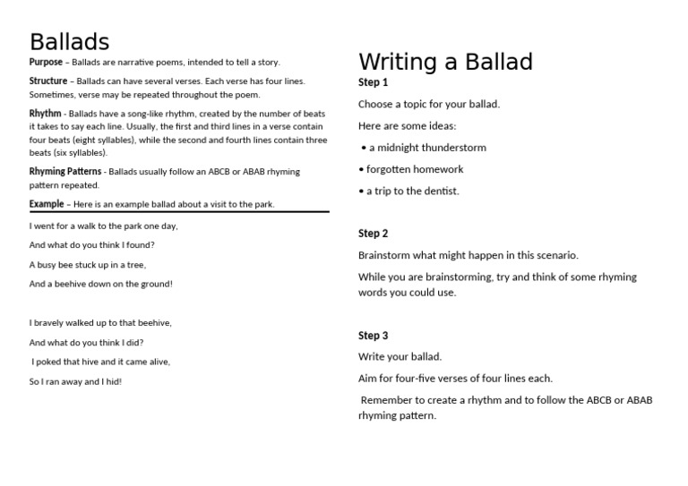 Ballads - Create Your Own | PDF