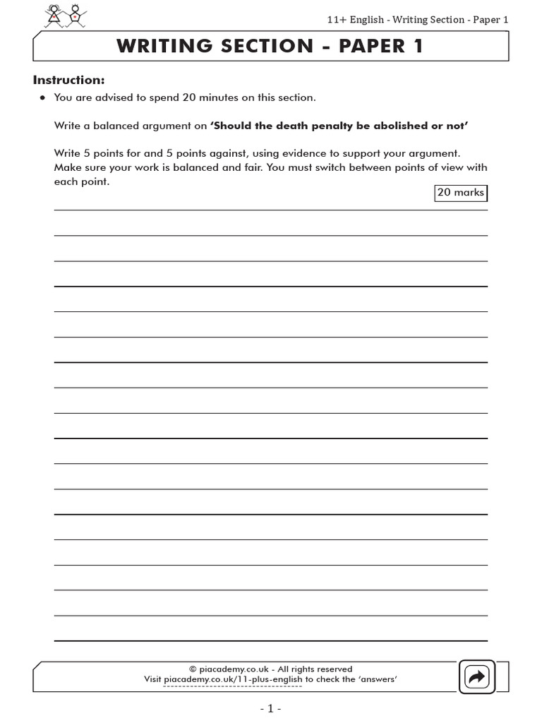 11 Plus Free English Writing Section Paper 1 GFD | PDF