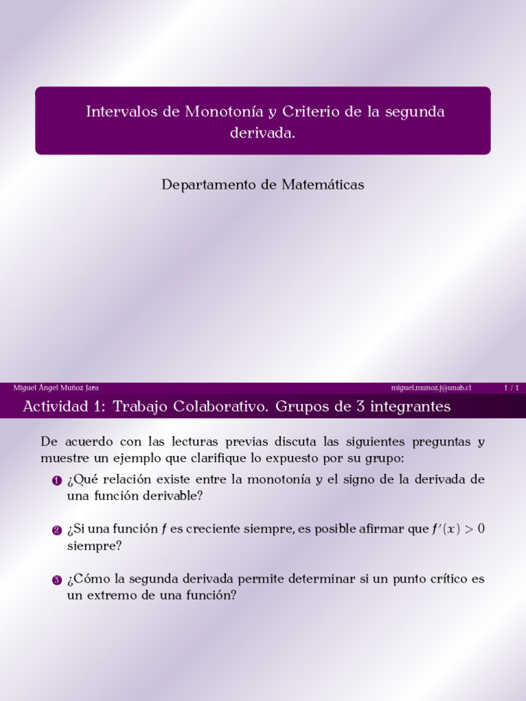 Intervalos de Monotonía y Derivadas | PDF | Función (Matemáticas ...