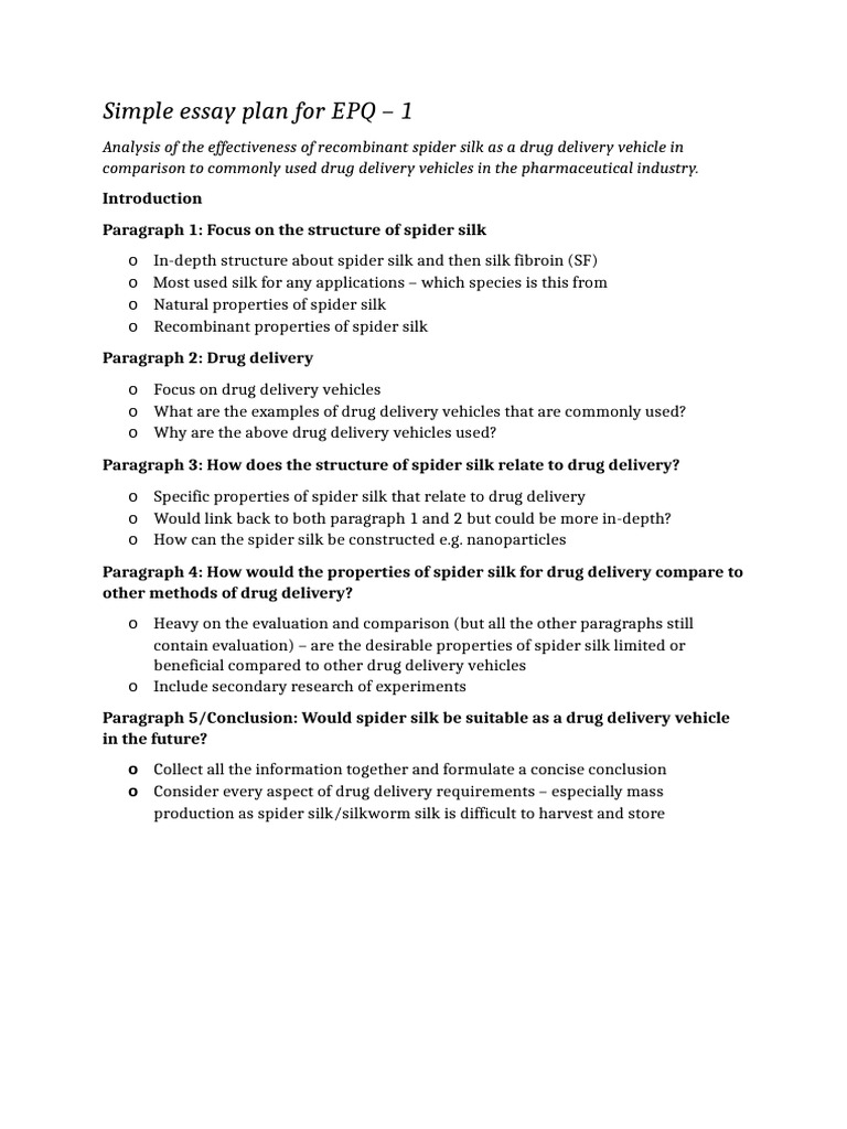 1 - Simple Essay Plan For EPQ | PDF