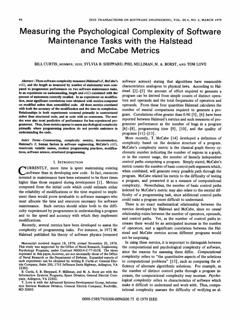 1979 Measuring The Psychological Complexity of Software Maintenance ...