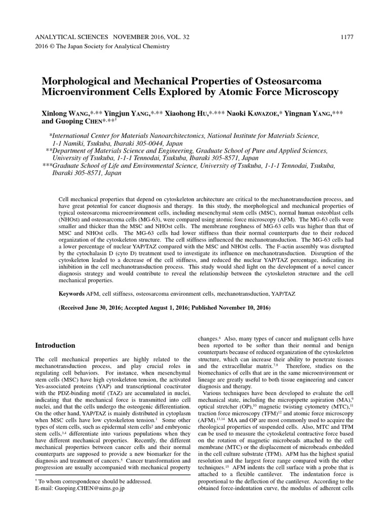 Morphological and Mechanical Properties of Osteosarcoma ...