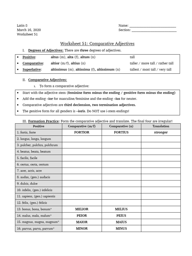 Comparative Adjectives in Latin | PDF | Grammatical Number | Linguistic ...