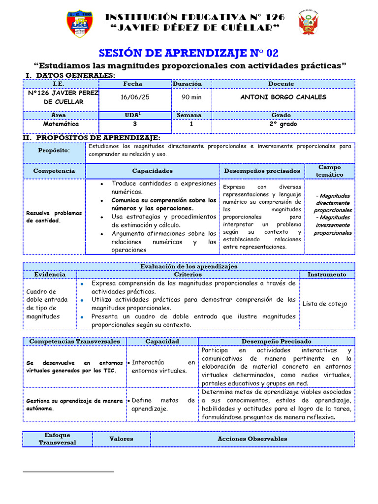 Sesion 2-U3-Mat-2do | PDF | Aprendizaje | Enseñando