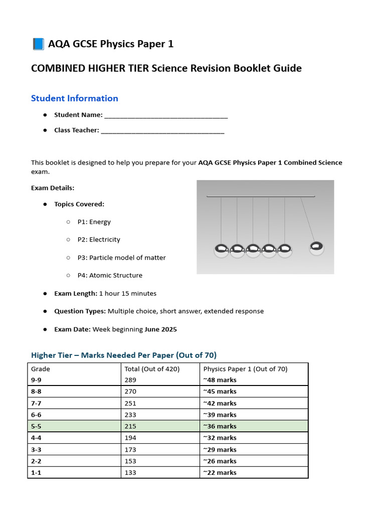 GCSE Physics Paper 1 Revision Guide | PDF | Density | Electrical Network