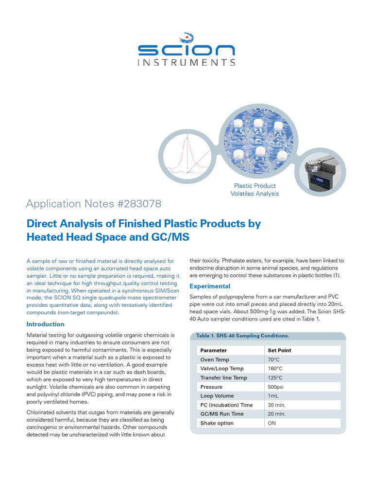 SI - Direct Analysis of Finished Plastic ProductsG GC-MS | PDF | Gas ...