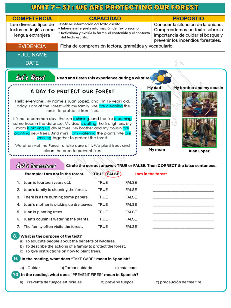Forest Conservation Reading Activity | PDF | Wildfire | Fires
