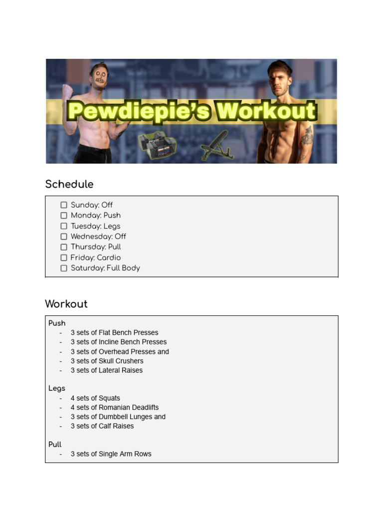 Pewdiepie's Workout | PDF