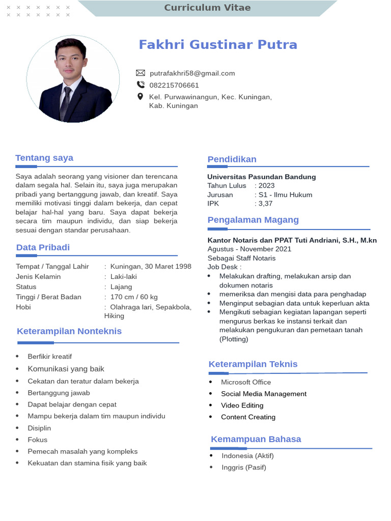 Profil Fakhri Gustinar Putra, Lulusan Hukum | PDF