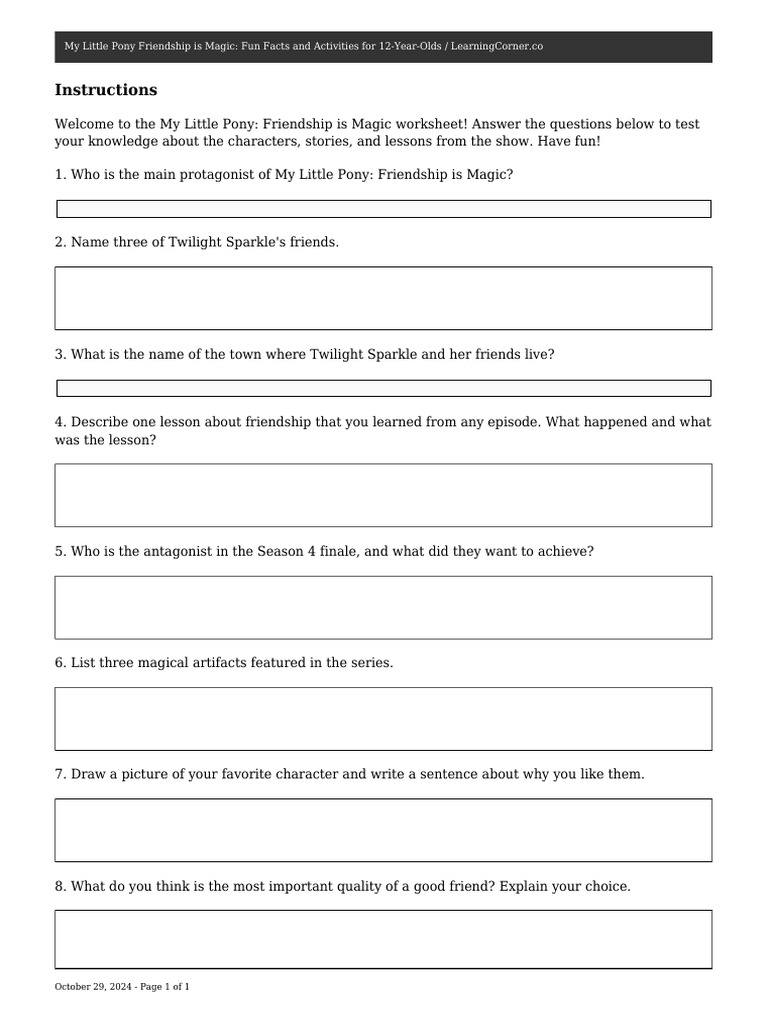 Learning Corner Worksheet 2230 | PDF