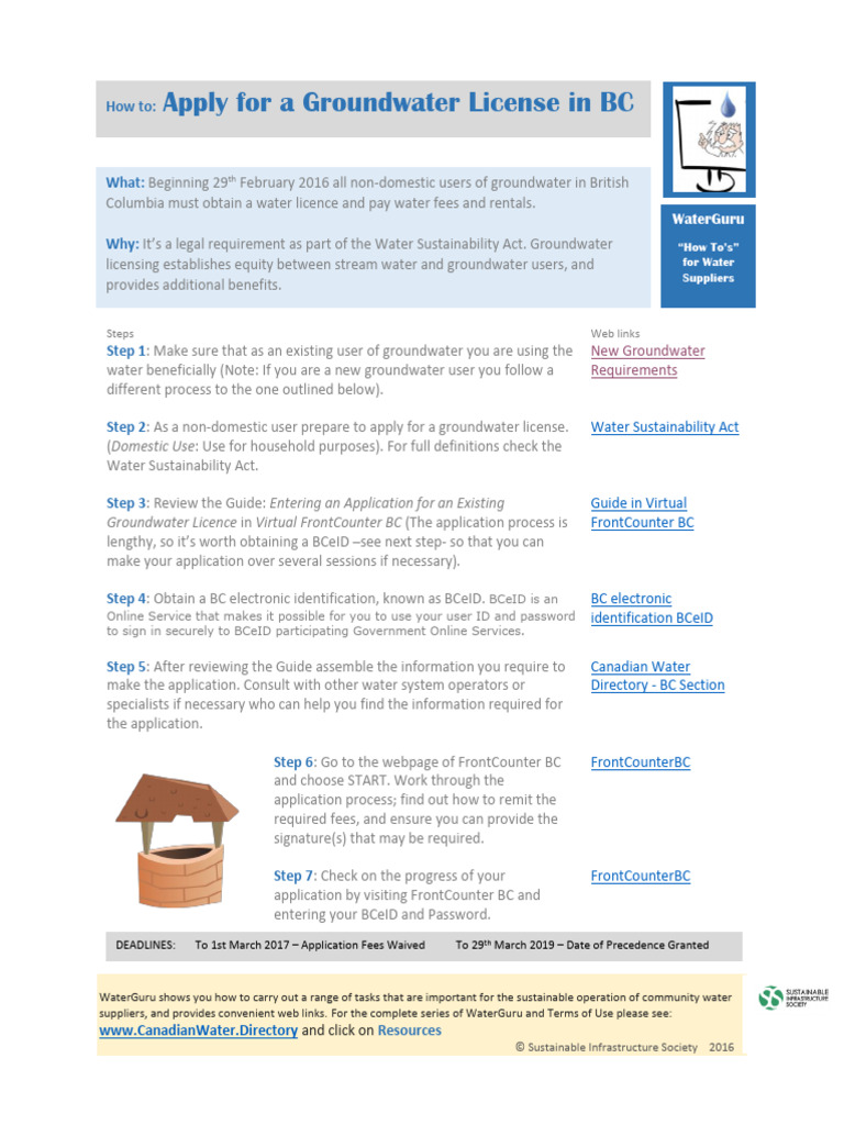 How To Apply For A Groundwater License - Water Guru Factsheet | PDF ...