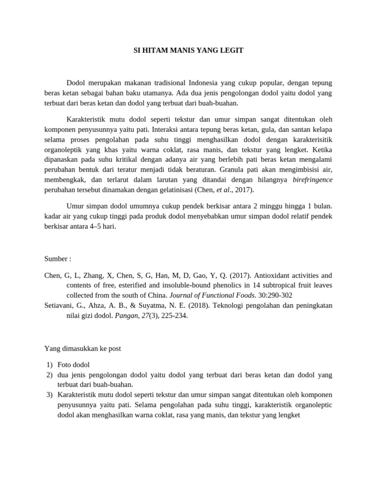 Umur Simpan dan Karakteristik Dodol | PDF