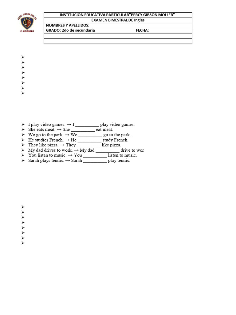 2DO de Sec 3 Unidad Ingles | PDF
