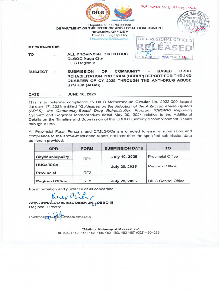 Ubmission of Community-Based Drug Rehabilitation Program (CBDRP) Report ...