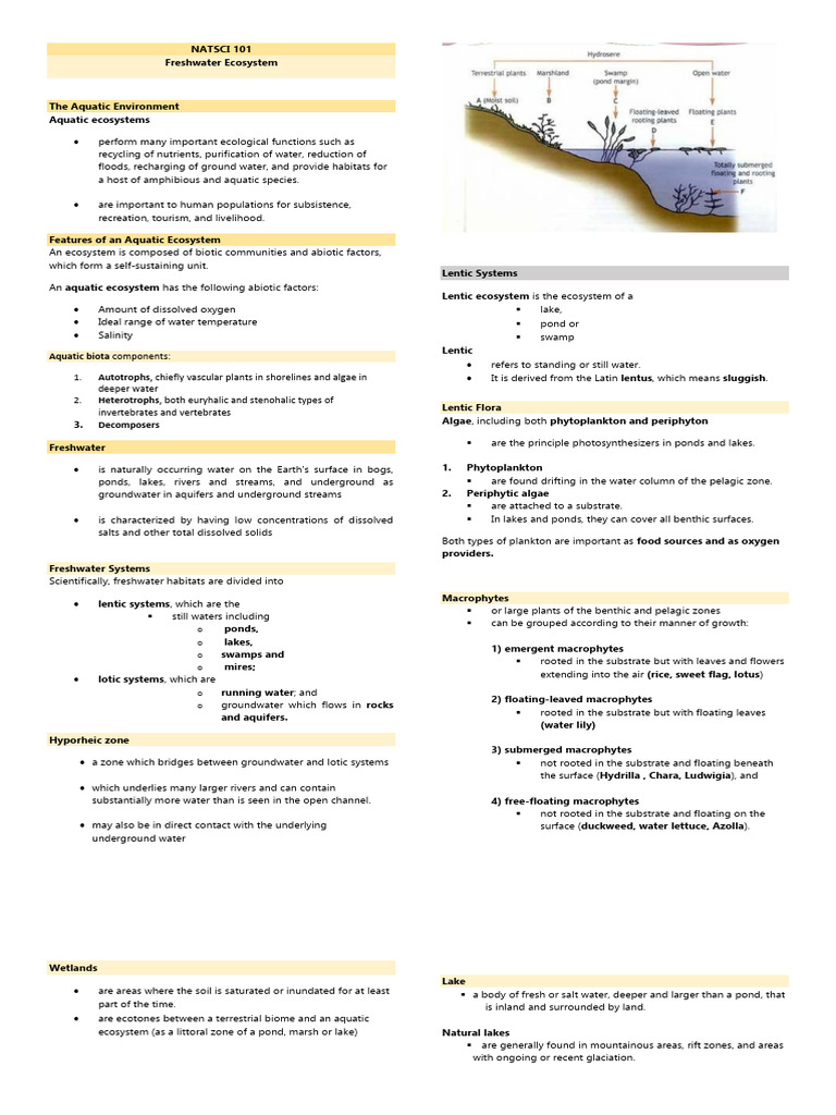 Freshwater Ecosystem Overview | PDF | Aquatic Ecosystem | Lake