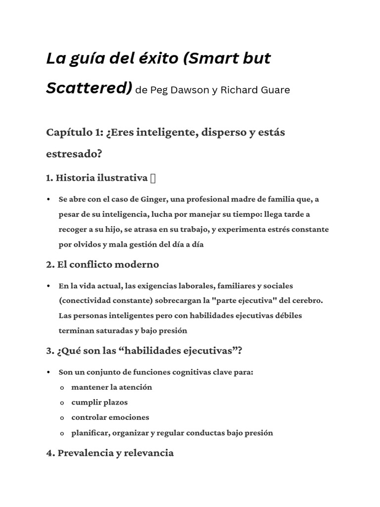 La Guía Del Éxito (Smart But Scattered) de Peg Dawson y Richard Guare ...