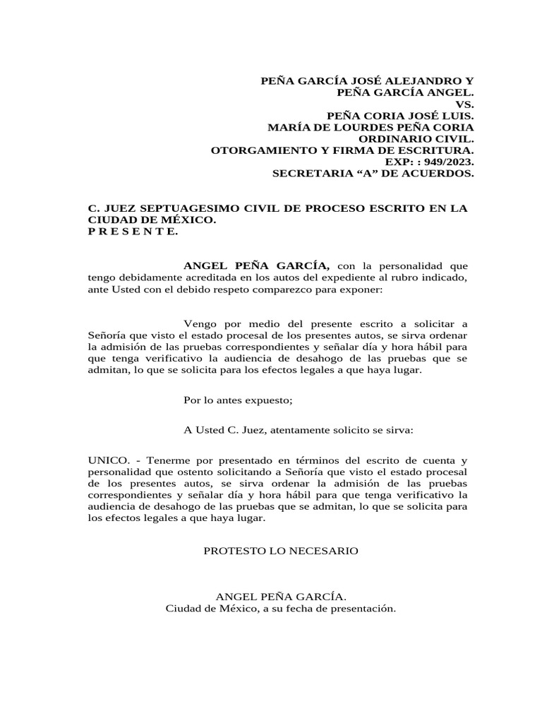 A Pruebas Angel Vs Peña | PDF