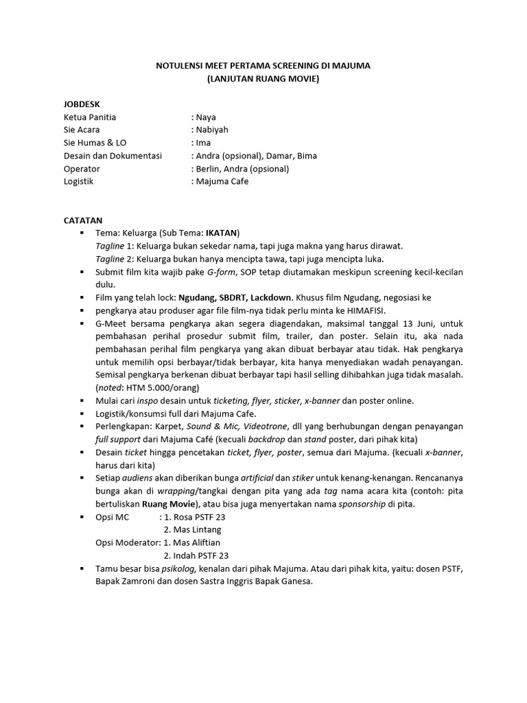 Notulensi Meet Pertama | PDF
