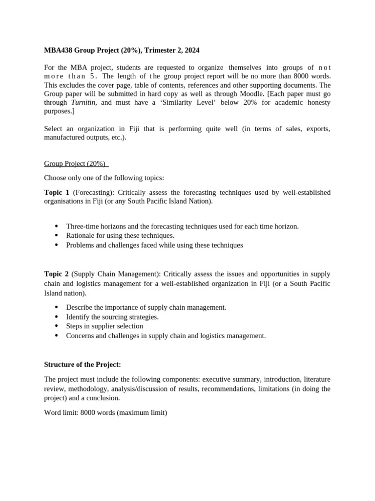 MBA438 Group Project Guidelines 2024 | PDF