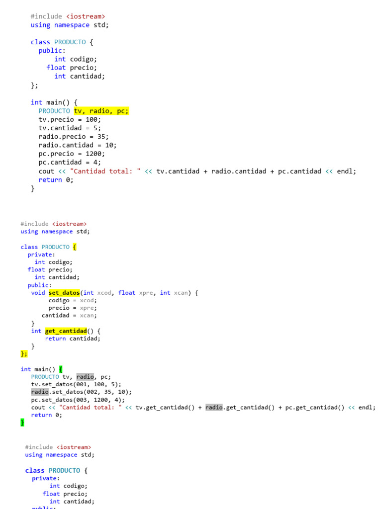 Tema - 08 POO EjemplosClasesyObjetos | PDF | Programación de computadoras | C