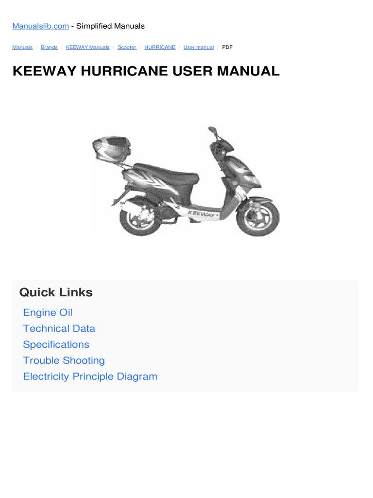 Keeway Hurricane Scooter User Manual | PDF | Brake | Manual Transmission