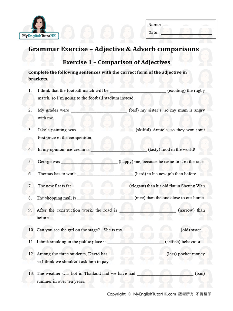 Adjective Comparatives Ex | PDF | Adjective | Egyptian Pyramids