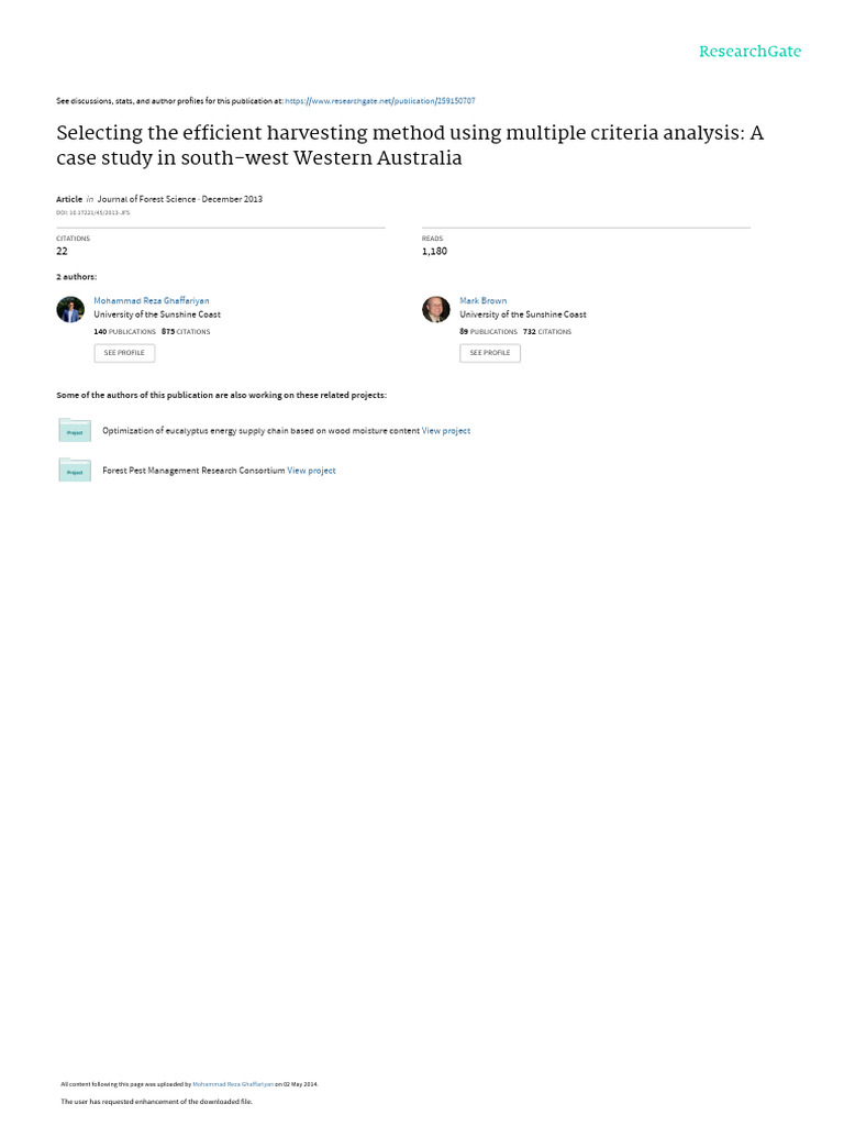 Selecting The Efficient Harvesting Method Using Multiple Criteria Analysis: A Case Study in ...