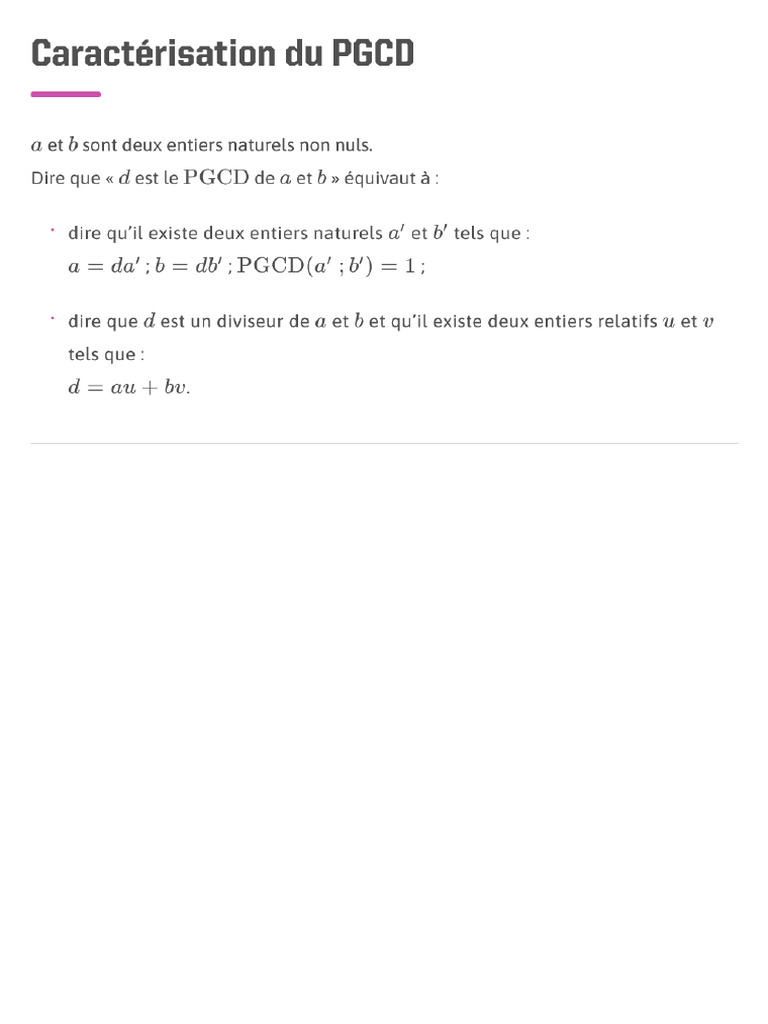 Caractérisation Du PGCD | PDF