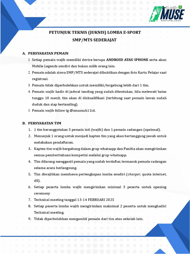 Petunjuk Teknis E-Sport Musfest 2025 - e | PDF