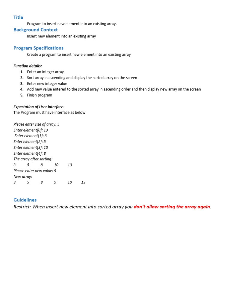 Title Background Context Program Specifications: Function Details | PDF