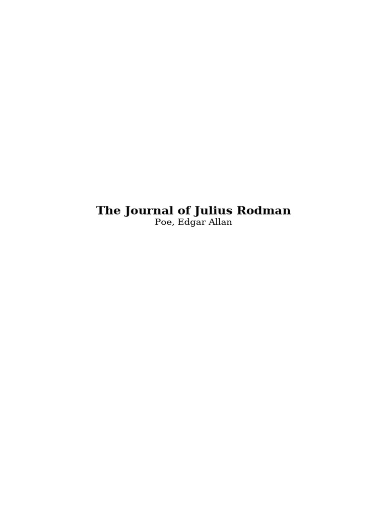 The Journal of Julius Rodman Edgar Allan Poe | PDF | Lewis And Clark ...